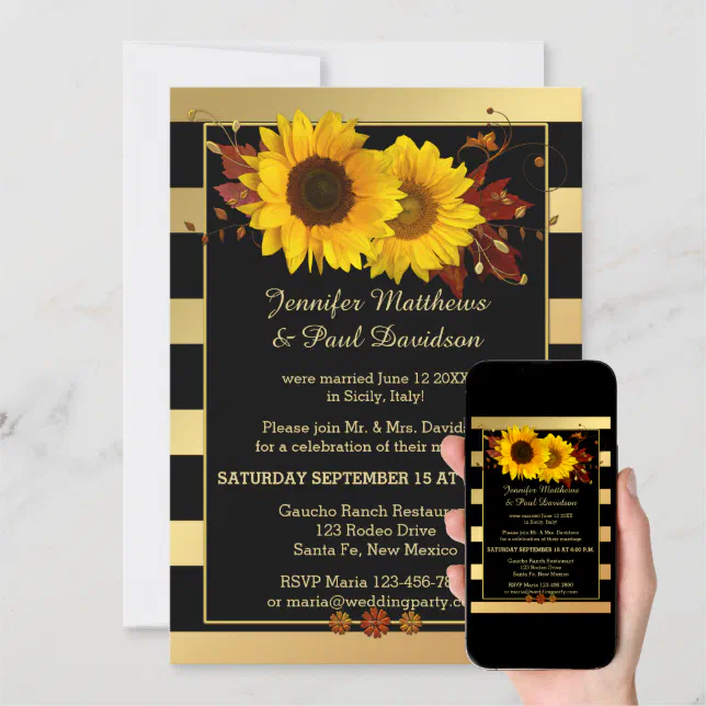 Modern Sunflower Post Wedding Party Invitation Zazzle Modern Sunflower Post Wedding Party Invitation Zazzle