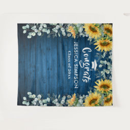 Modern Sunflowers Eucalyptus Photo Rustic Backdrop | Zazzle