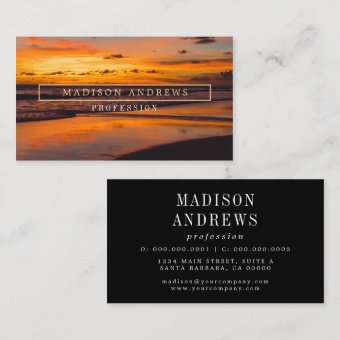 Modern Sunset Beach Background Business Card | Zazzle
