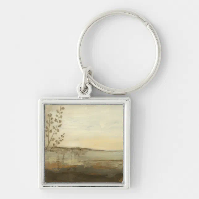 Modern Sunset Landscape Oil Painting Keychain | Zazzle