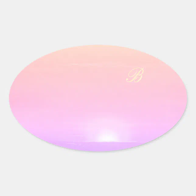 Modern Sunset Monogram Pink Purple Template Oval Sticker | Zazzle