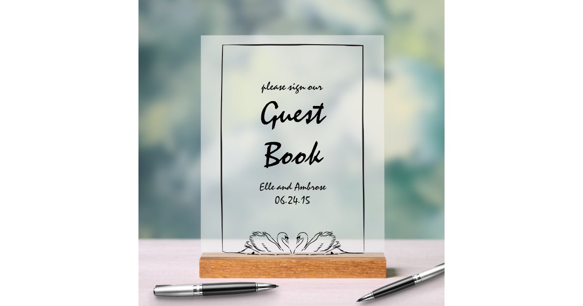 Modern Swan Chic Please Sign Our Guest Book Sign | Zazzle