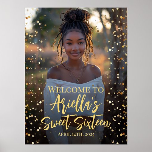 Modern sweet 16 party photo welcome sign | Zazzle