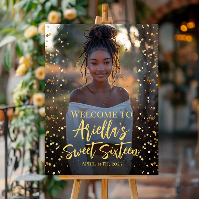Modern sweet 16 party photo welcome sign | Zazzle