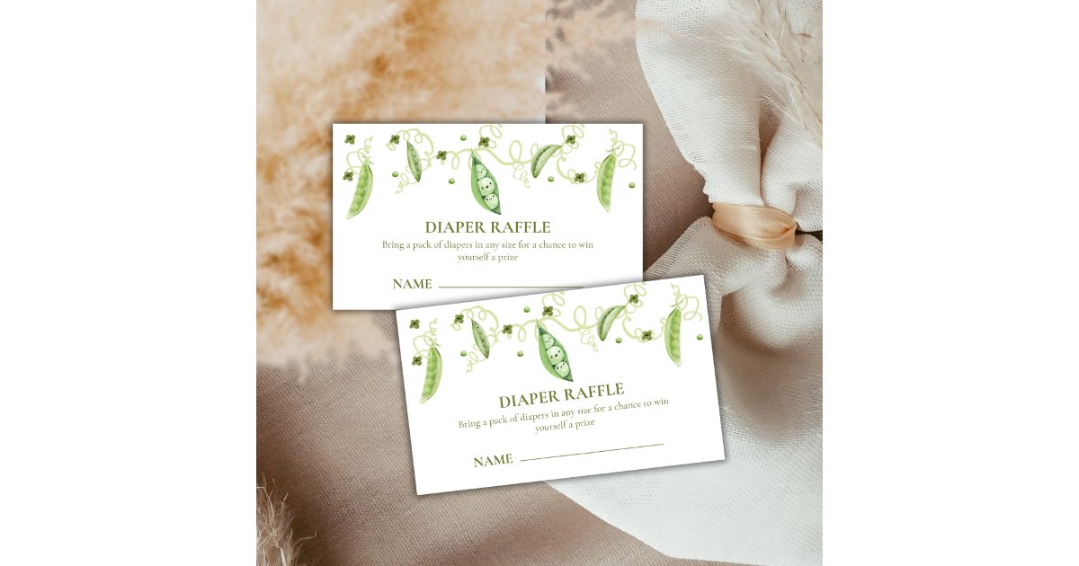 Modern Sweet Pea In Pod Diaper Raffle Baby Shower Enclosure Card | Zazzle