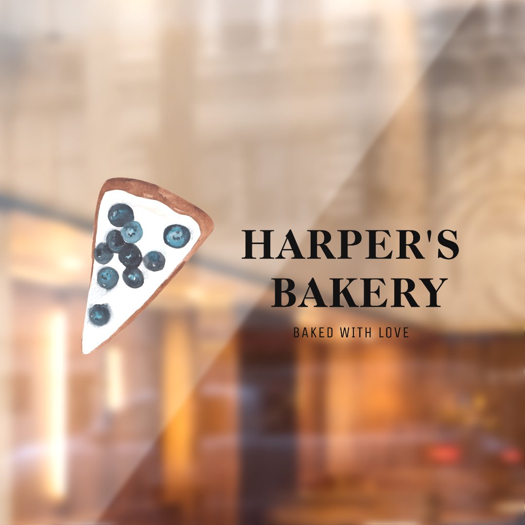 Modern Sweets Bakery Professional Business Window Cling | Zazzle