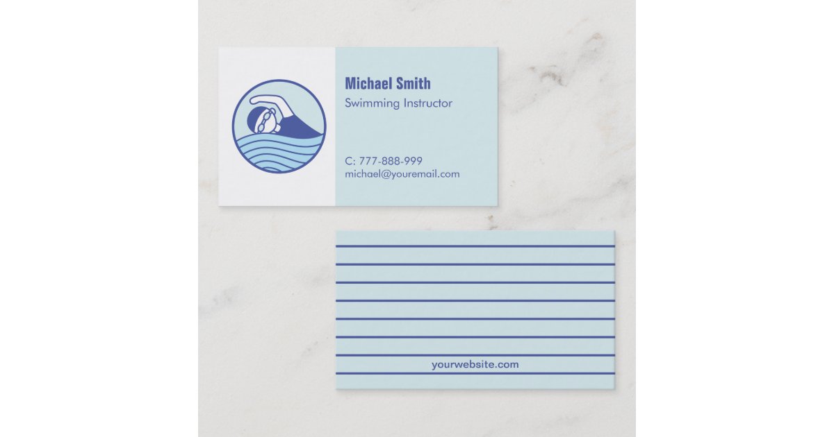 Modern Swimming Instructor Lifeguard Business Card | Zazzle