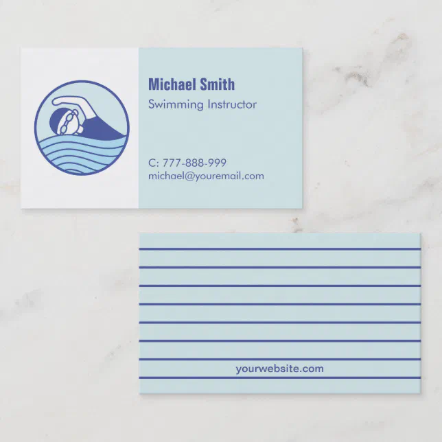Modern Swimming Instructor Lifeguard Business Card | Zazzle