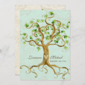 Modern Swirl Tree Roots Leaf Antique Parchment Invitation | Zazzle