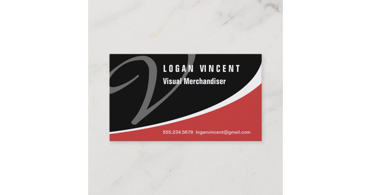 Modern Swoosh Monogram V Business Card | Zazzle