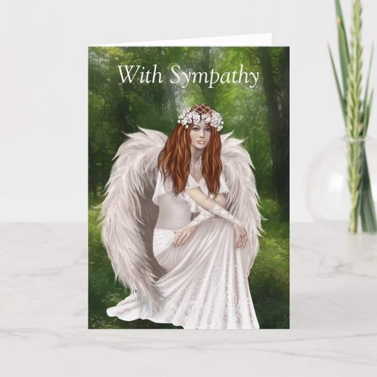 Modern Sympathy card with beautiful angel | Zazzle