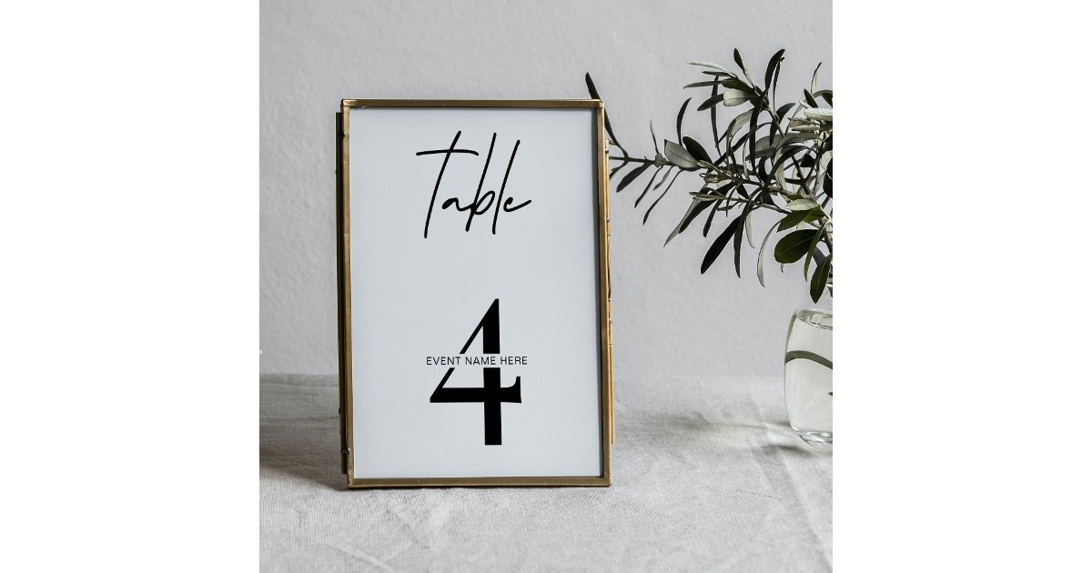 Modern Table Number Black & White Award Ceremony | Zazzle