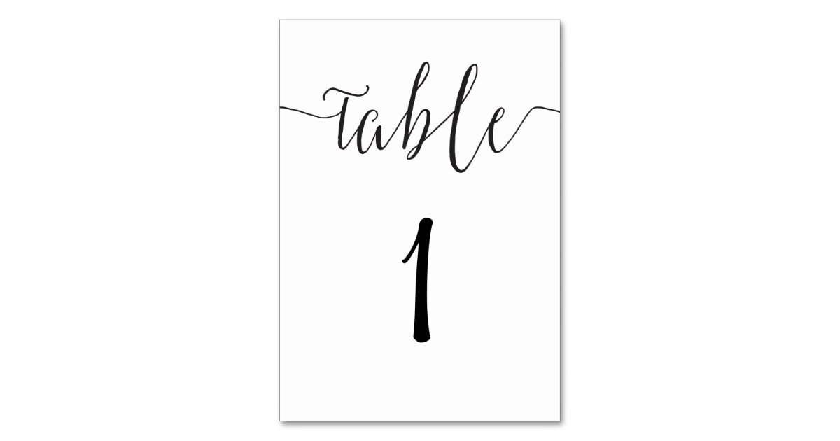 Modern table number card script wedding reception | Zazzle