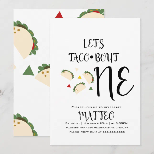 Modern Taco First Birthday Big One Invitation | Zazzle