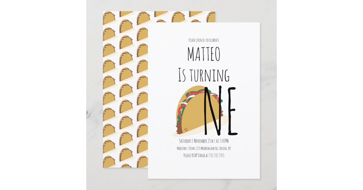 Modern Taco First Birthday One Pattern Invitation | Zazzle