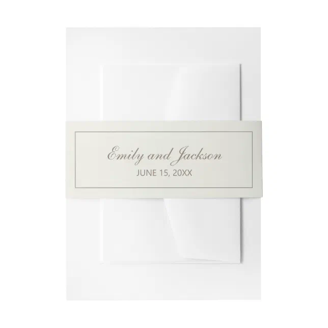 Modern Tan Cream Script Wedding Belly Band | Zazzle