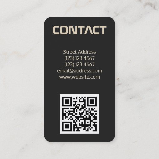 Modern tan duo tone with QR code Business Card | Zazzle