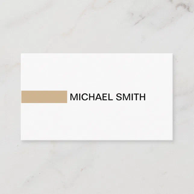 Modern Tan Elegant Professional Plain White Business Card | Zazzle