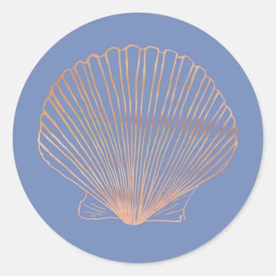 Modern Tan Scallop Shell Classic Round Sticker | Zazzle.com