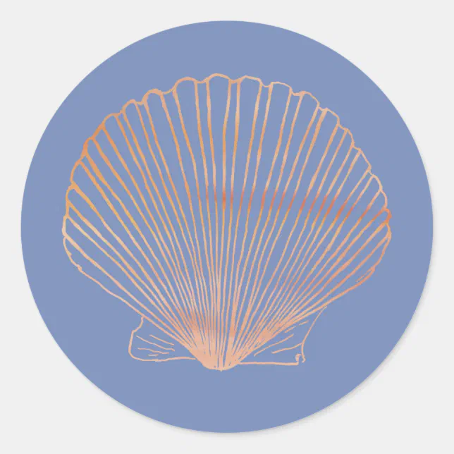 Modern Tan Scallop Shell Classic Round Sticker | Zazzle