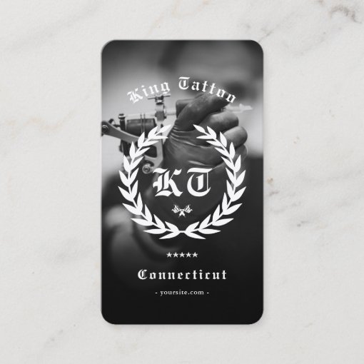 Modern Tattoo Artist Monogram Photo Black White Business Card | Zazzle
