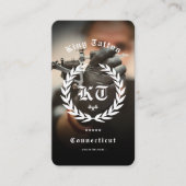 Modern Tattoo Artist Monogram Wreath Photo Business Card | Zazzle
