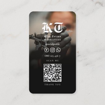 Modern Tattoo Artist Monogram Wreath Photo Business Card | Zazzle