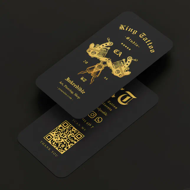 Modern Tattoo Artist Tattoo Studio Black Business Card | Zazzle