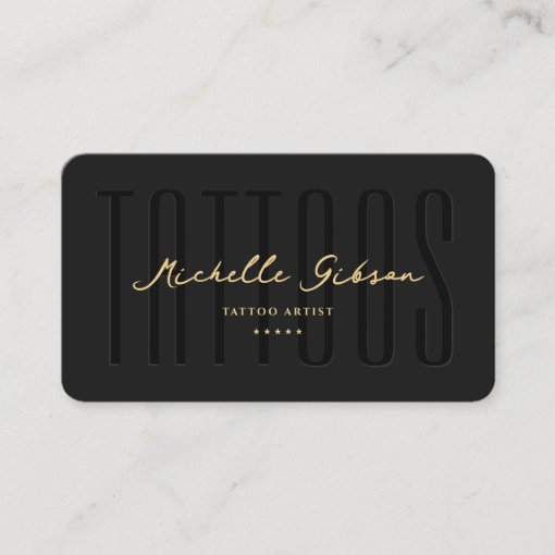 Modern Tattooist Tattoo Artist Monogram Black Business Card | Zazzle