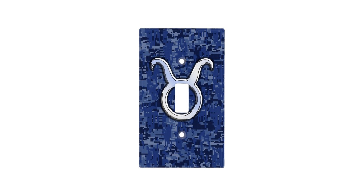 Modern Taurus Zodiac Sign Navy Blue Digital Camo Light Switch Cover ...