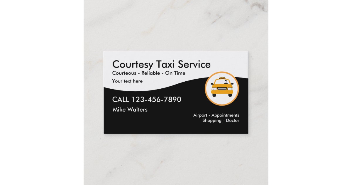 Modern Taxi Service Business Card | Zazzle