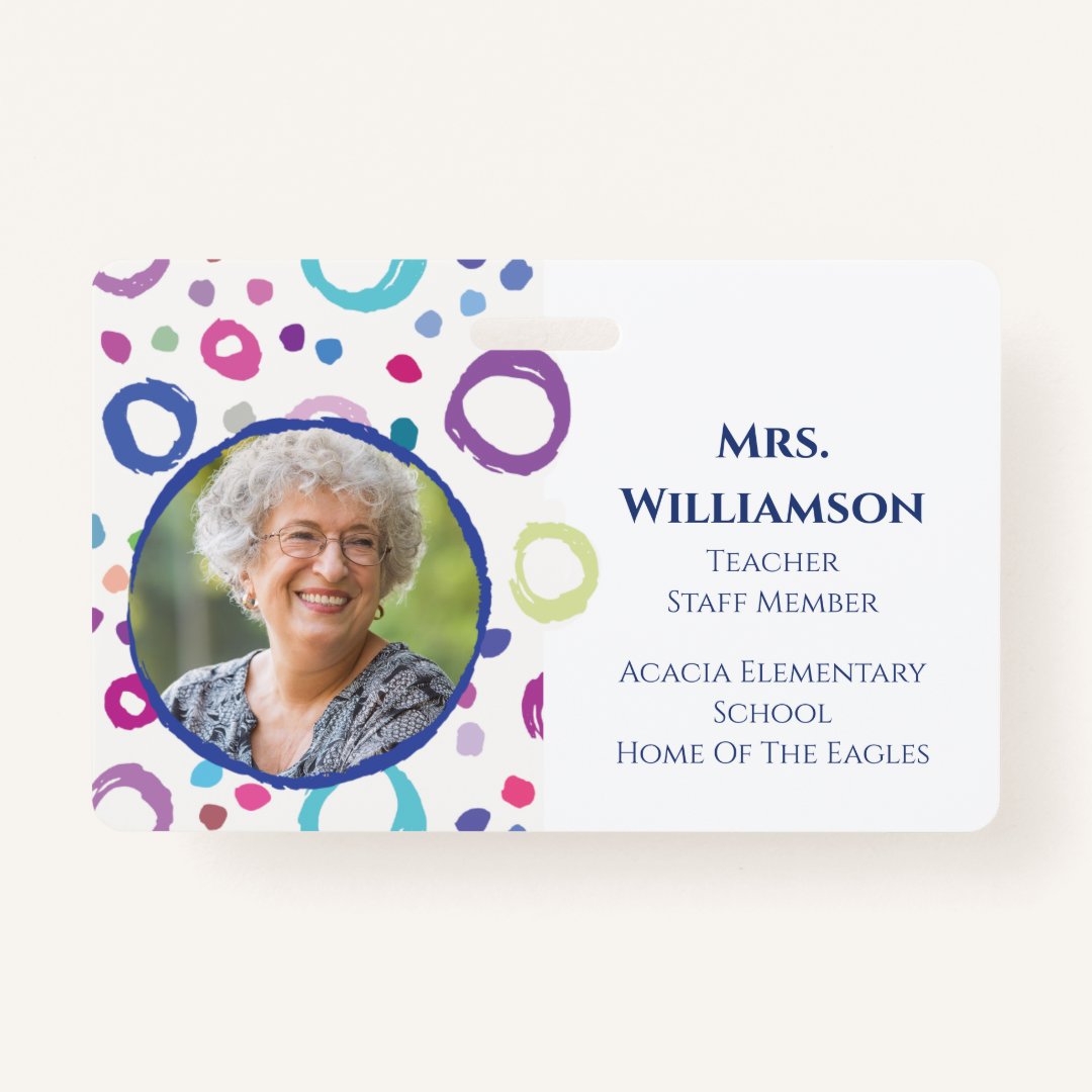 Modern Teacher Educator Staff Photo ID Badge | Zazzle