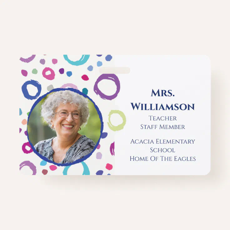 Modern Teacher Educator Staff Photo ID Badge | Zazzle
