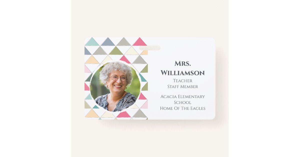Modern Teacher Educator Staff Photo ID Colorful Badge | Zazzle