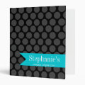 Modern Teal and Black Polka Dot Coupon Organizer Binder | Zazzle