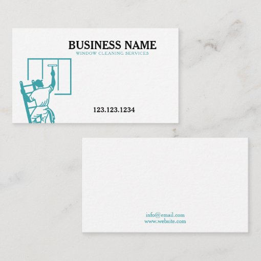 Modern Teal and White Cleaner Window Cleaning Business Card | Zazzle