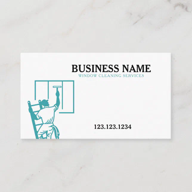 Modern Teal and White Cleaner Window Cleaning Business Card | Zazzle
