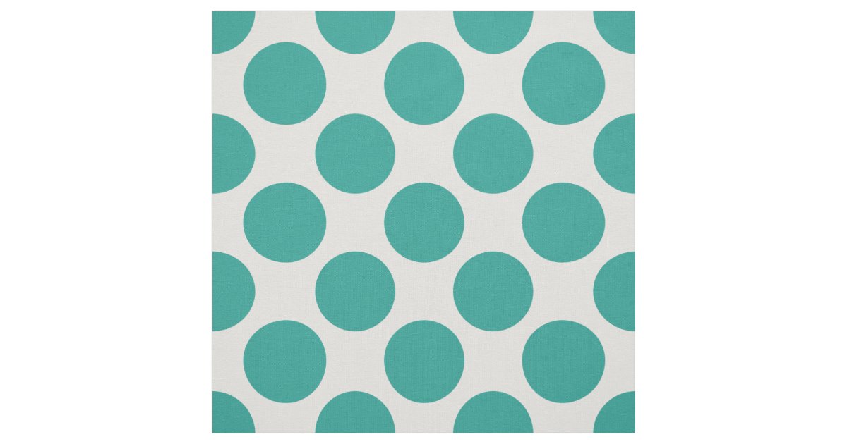 Modern Teal and White Large Polka Dots Fabric | Zazzle