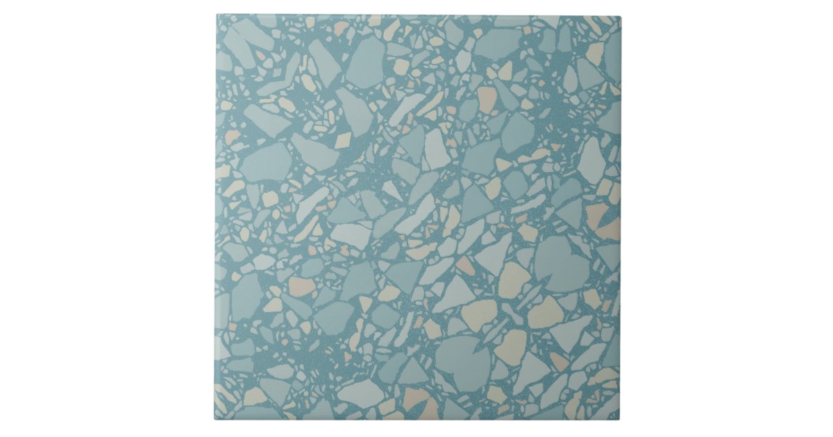 Modern Teal Blue Terrazzo Effect Tile | Zazzle