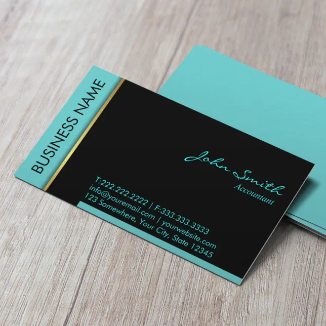 Modern Teal Border Accountant Business Card | Zazzle