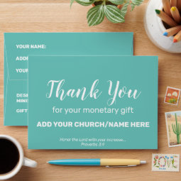 Modern Teal Church Offering Charity Donations Cash Envelope | Zazzle