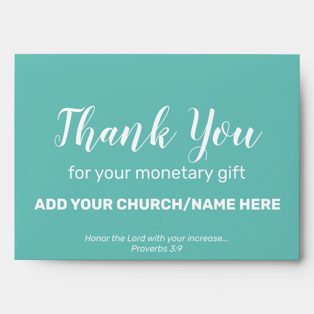 Modern Teal Church Offering Charity Donations Cash Envelope | Zazzle