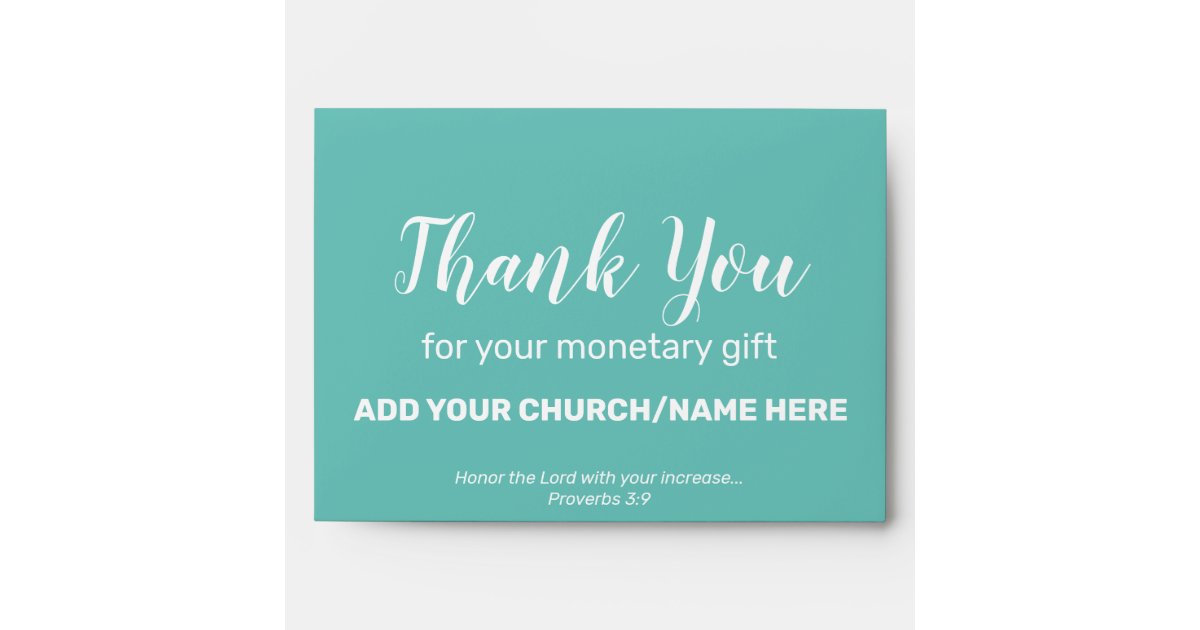 Modern Teal Church Offering Charity Donations Cash Envelope | Zazzle