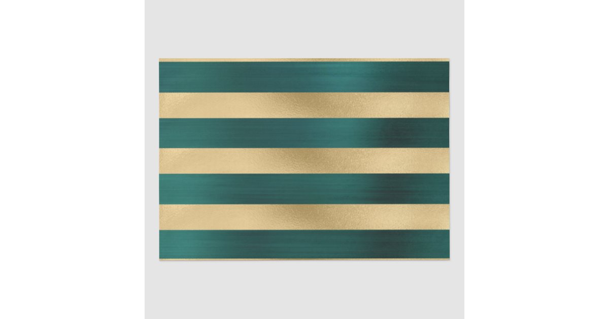 Modern Teal Gold Stripe Pattern Christmas Tissue Paper | Zazzle