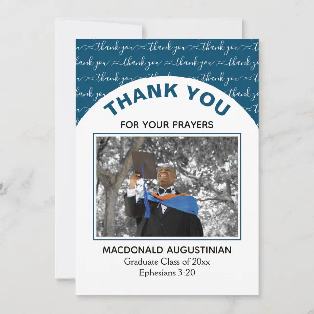 Modern Teal Graduate Photo Thank You Card | Zazzle
