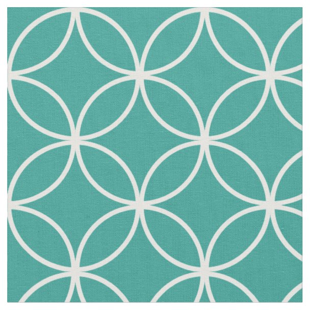Green and white retro mod geometric pattern fabric | Zazzle