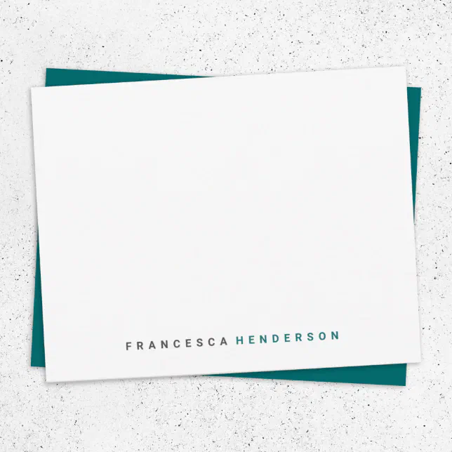 Modern Teal Green Trendy Minimalist Simple Note Card | Zazzle