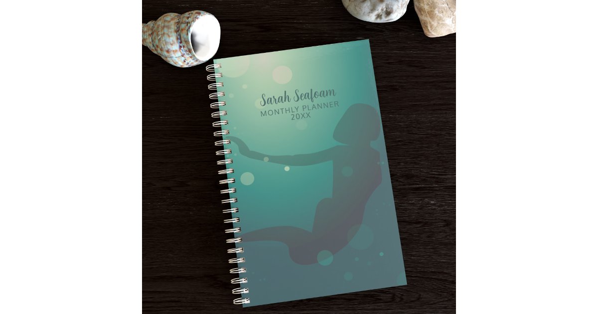 Modern Teal Mermaid Monthly Planner | Zazzle
