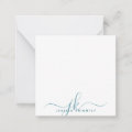 Modern Teal Script Monogram Minimalist Note Card | Zazzle