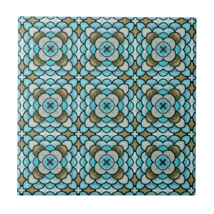 Modern Teal Shells Graphic Pattern Ceramic Tile | Zazzle
